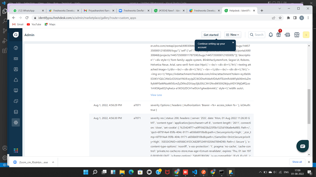 Getting Internal Server Error Error Source Platform App Platform Freshworks Developer
