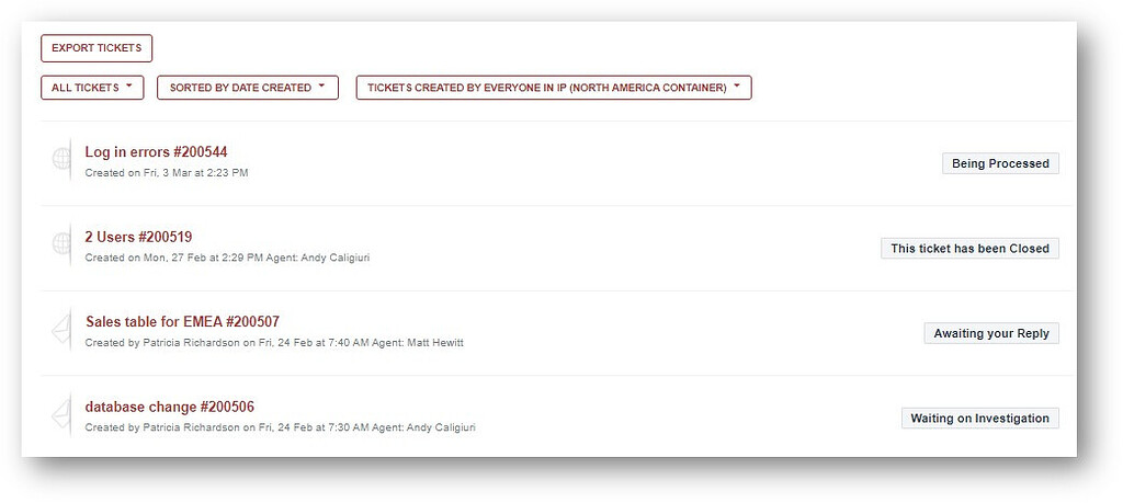 Customise the the ticket list view page {% snippet ticket_list ...
