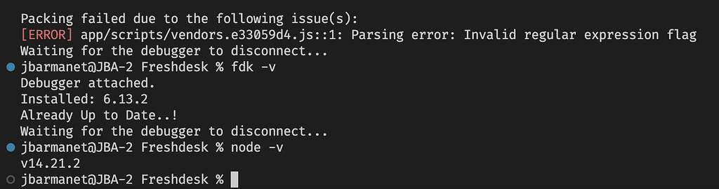 Fdk can't pack due to vendor issue - App Platform - Freshworks Developer Community