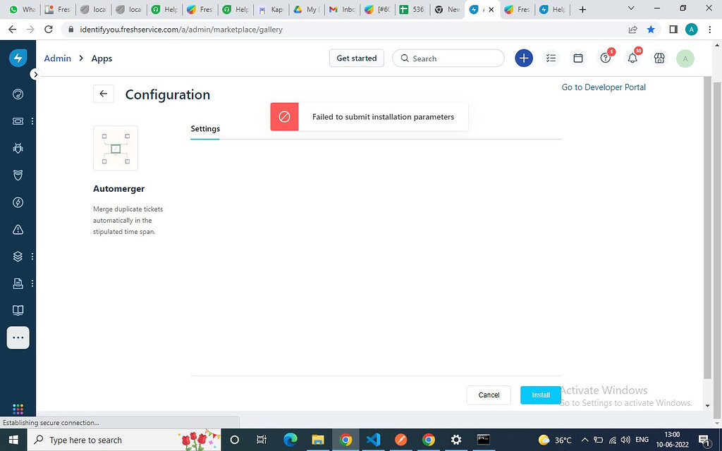 How to fix 'Failed to submit installation parameter'? - App Platform ...
