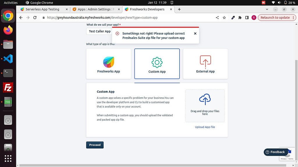Issue with Custom App (Freshsales Suite) - App Platform - Freshworks Developer Community