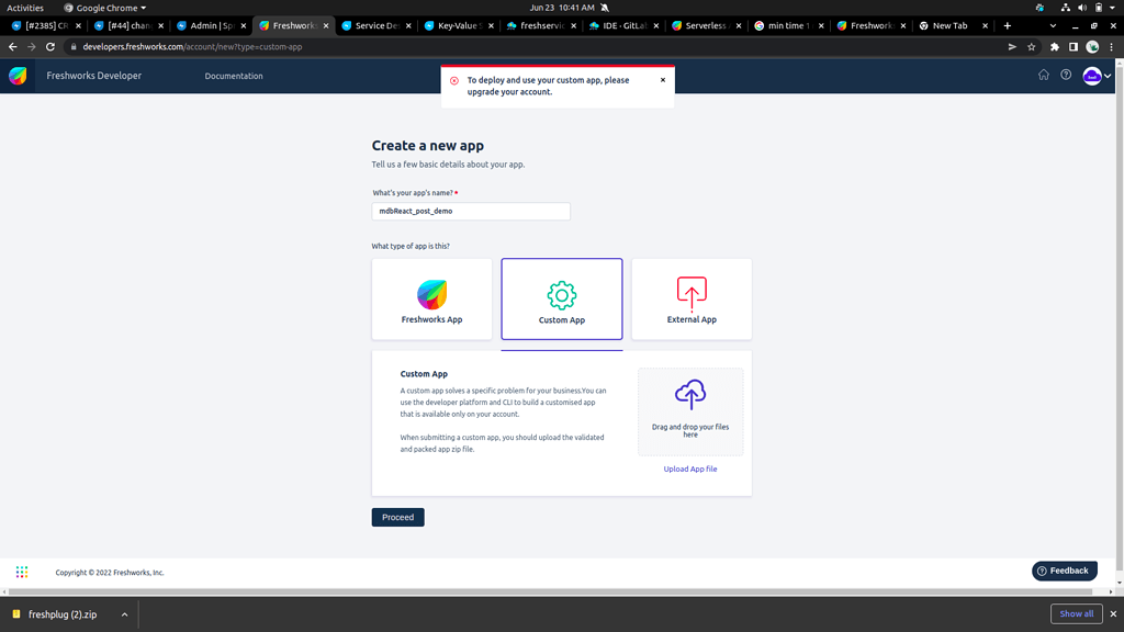 Unable to deploy the app in Freshservice - App Platform - Freshworks ...
