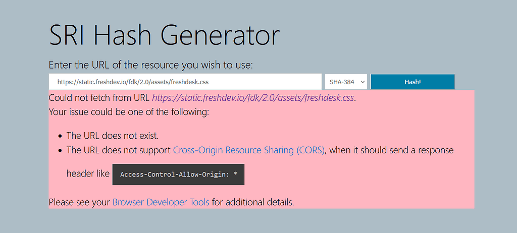 Facing Issue while generating integrity hashes for the freshdesk cdn ... Facing Issue while generating integrity hashes for the freshdesk cdn ...